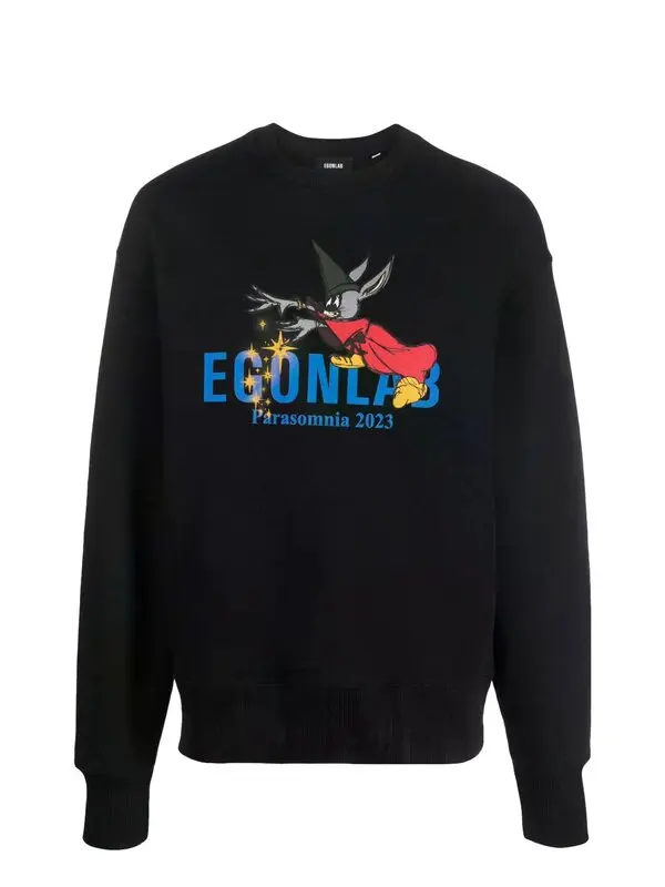 EGONLAB Logo-print Cotton Sweatshirt - Black