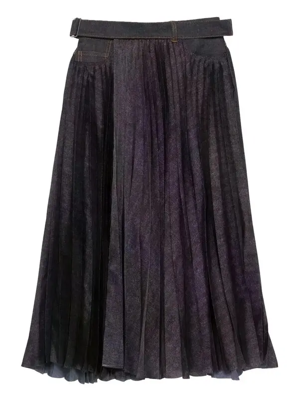 Sacai Plissé Midi Skirt - Blue