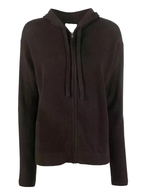 ALLUDE Wool-cashmere Hooded Cardigan - Brown