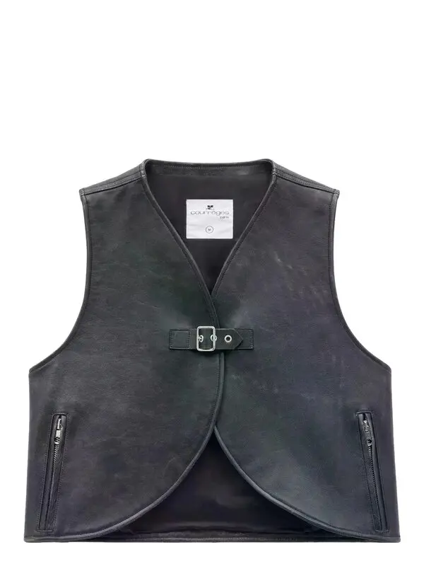 COURREGES Ellipse Leather Vest - Black