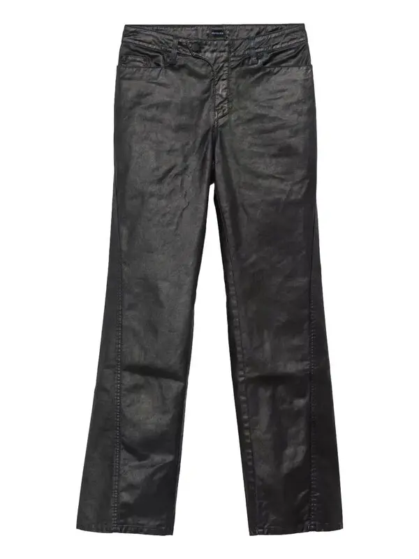 MUGLER Wax-effect Straight-leg Trousers - Blue