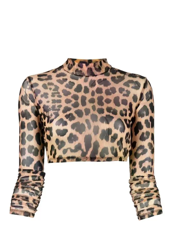 Philipp Plein Leopard-print Cropped Top - Brown