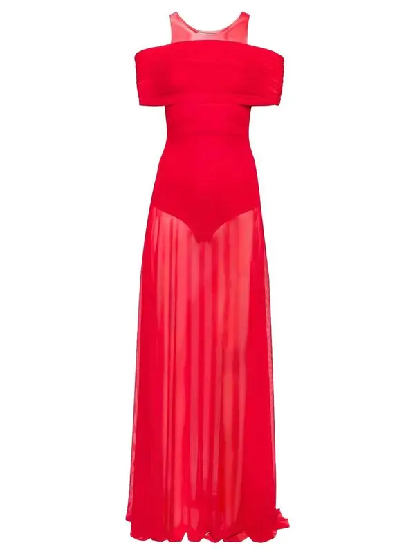 ATU BODY COUTURE Round-neck Mesh Maxi Dress - Red