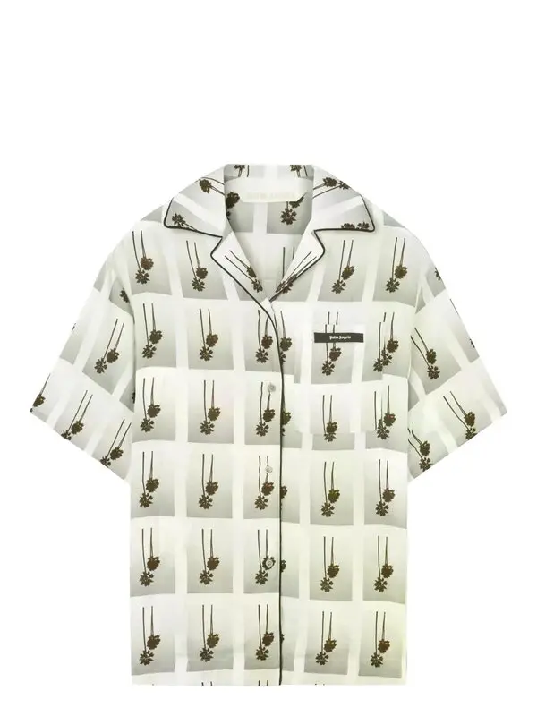 Palm Angels Mirage Palm-tree Print Bowling Shirt - White