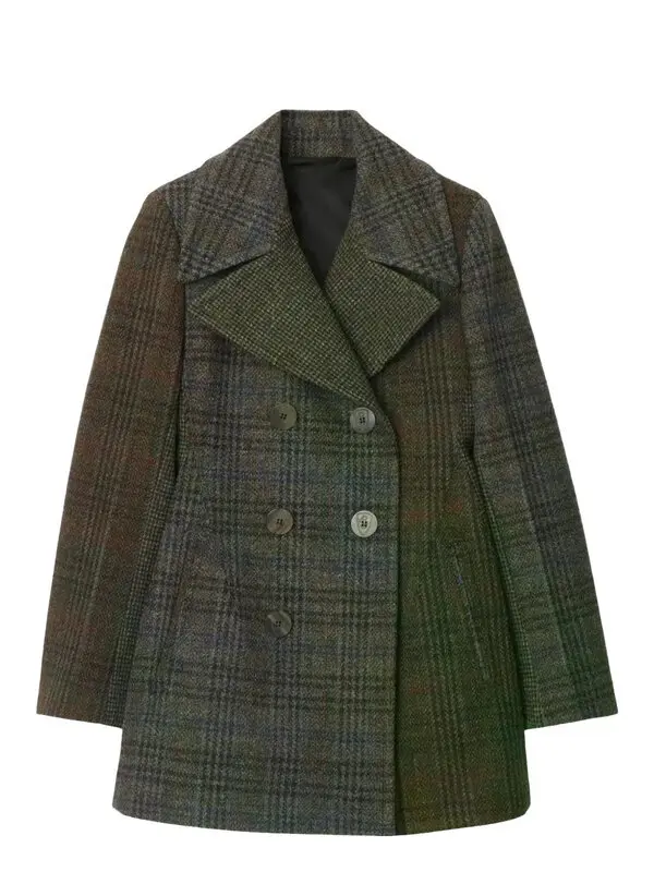 Burberry Checked Patchwork Double-breasted Coat - Brown