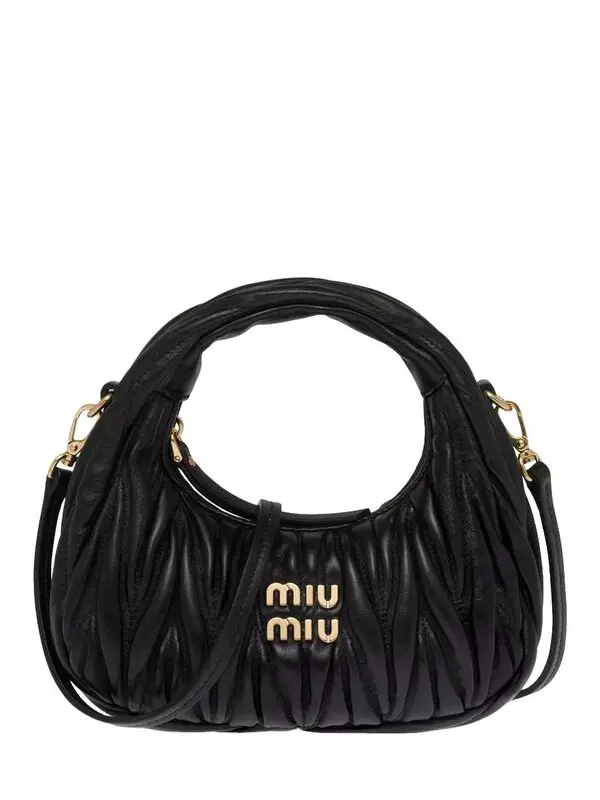 Miu Miu Mini Wander Matelassé Shoulder Bag - Black