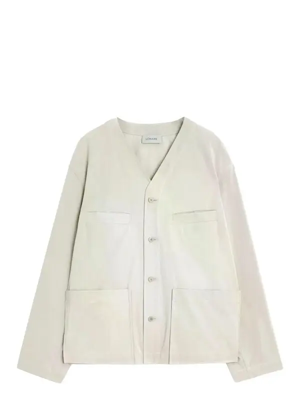 LEMAIRE Collarless Shirt Jacket - Neutrals