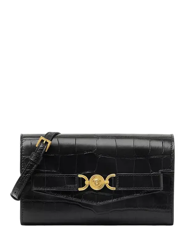 Versace Medusa '95 Croc-effect Crossbody Bag - Black