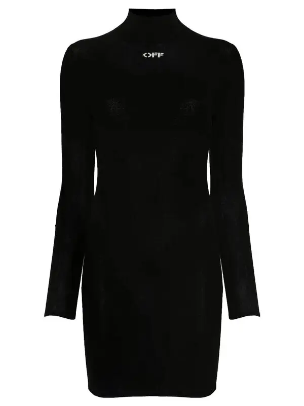 Off-White Off Stamp Embroidered Mini Dress - Black