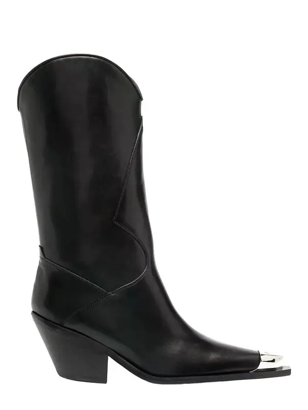 MISBHV Pointed Toe Metallic Boots - Black