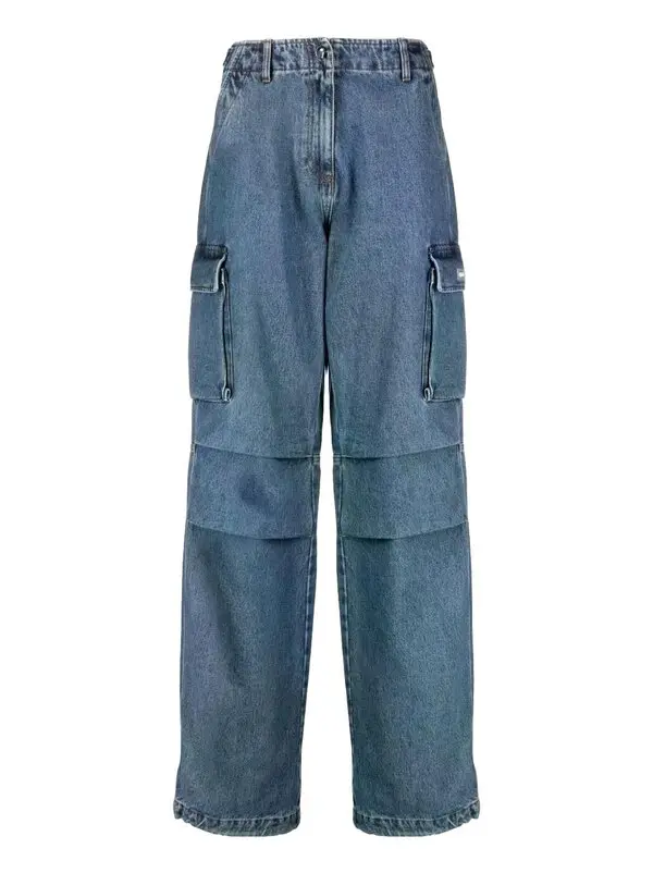 Coperni High-waisted Wide-leg Cargo Trousers - Blue