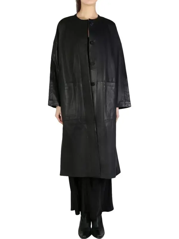 ATELIER Leather Coat - Black