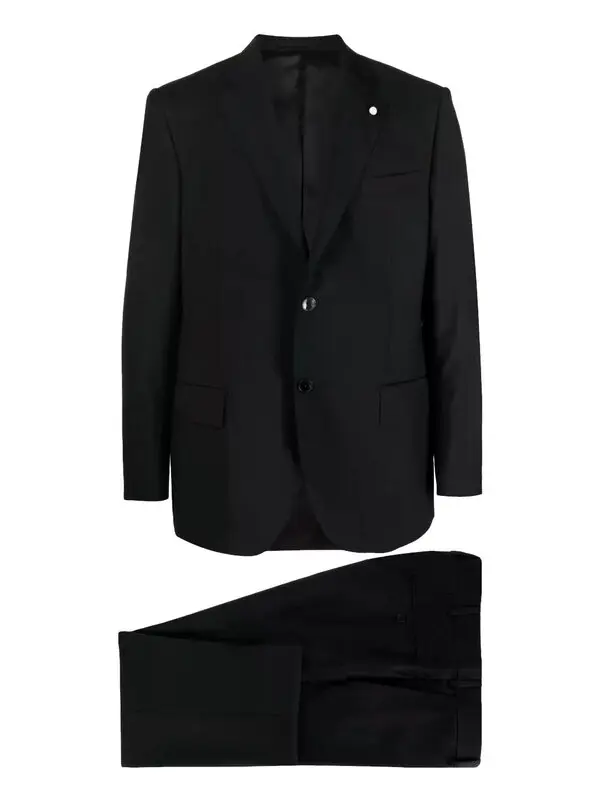 LUIGI BIANCHI MANTOVA Single-breasted Virgin-wool Suit - Black