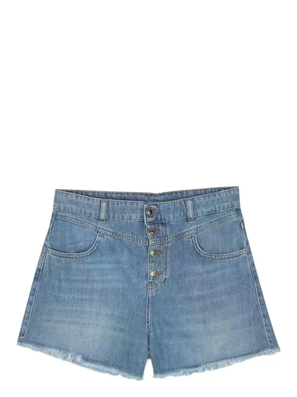 Liu Jo Fringe-detail Denim Shorts - Blue