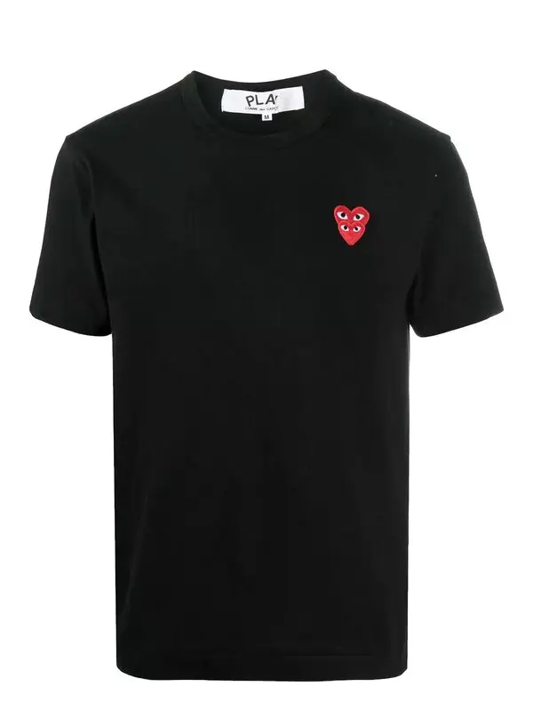 Play Comme Des Garcon Heart-embroidered Crew-neck T-shirt - Black