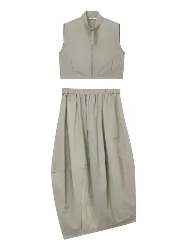 B+AB Zip-front Sleeveless Top And Skirt Set - Neutrals