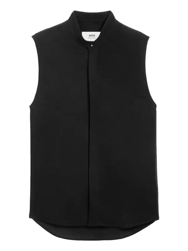 AMI Paris De Coeur-embroidery Sleeveless Shirt - Black