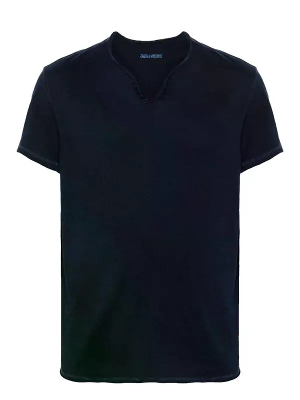 Zadig&Voltaire Henley-neck Cotton T-shirt - Blue