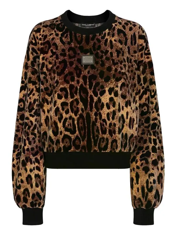 Dolce & Gabbana Leopard-jacquard Chenille Jumper - Brown