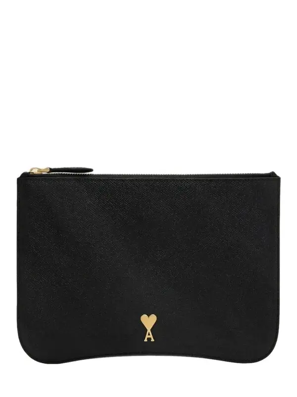 AMI Paris Paris Paris Leather Pouch - Black