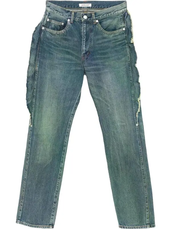 Undercover Frayed-detailed Straight Leg Jeans - Blue