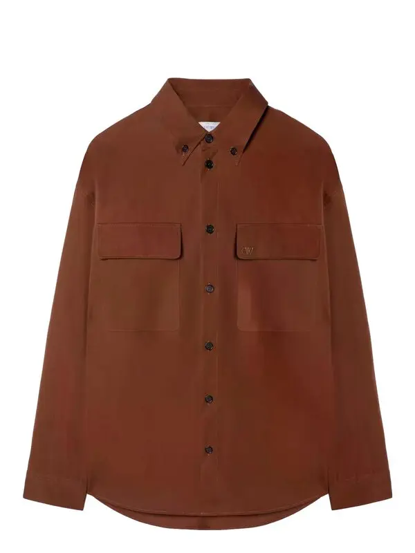 Off-White Ow Emb Cotgab Milit Shirt - Brown