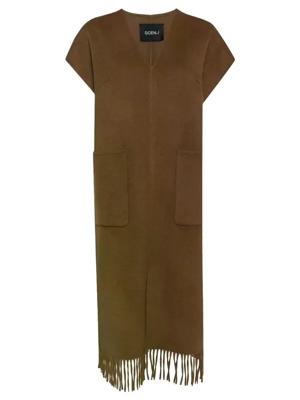 Goen.j Double-faced Fringed Dress - Brown