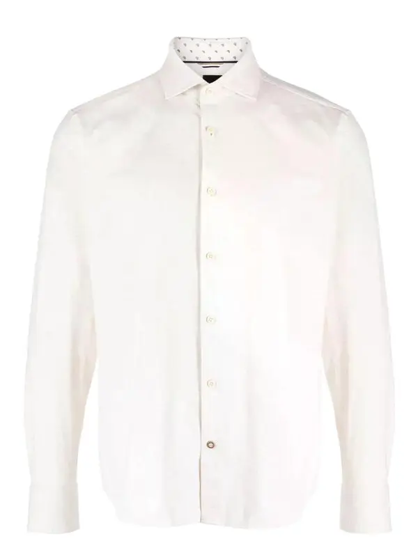 BOSS Stretch-cotton Twill Shirt - Neutrals