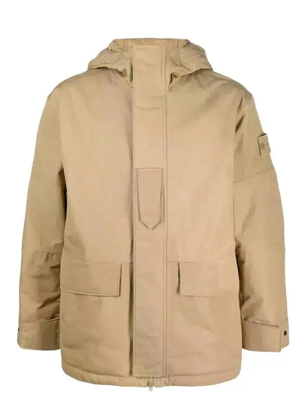 Stone Island Garment-dyed Cotton Hooded Jacket - Neutrals