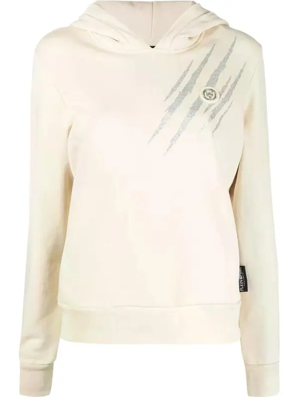 PLEIN SPORT Scratch Cotton Hoodie - Neutrals