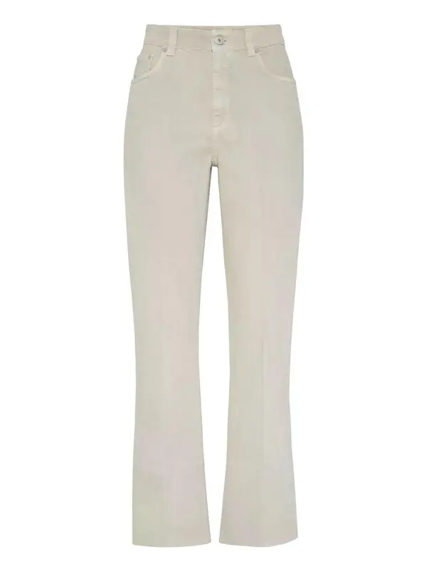 Brunello Cucinelli Stretch-cotton Kick-flare Trousers - Neutrals