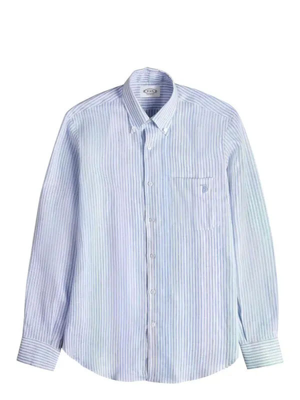 TOD'S Striped Linen Shirt - Blue