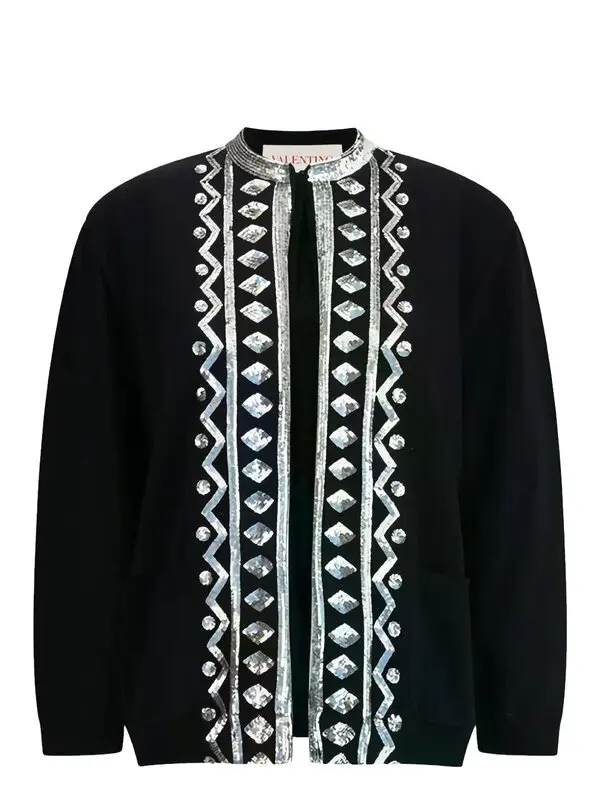 Valentino Garavani Sequinned-trim Cardigan - Black