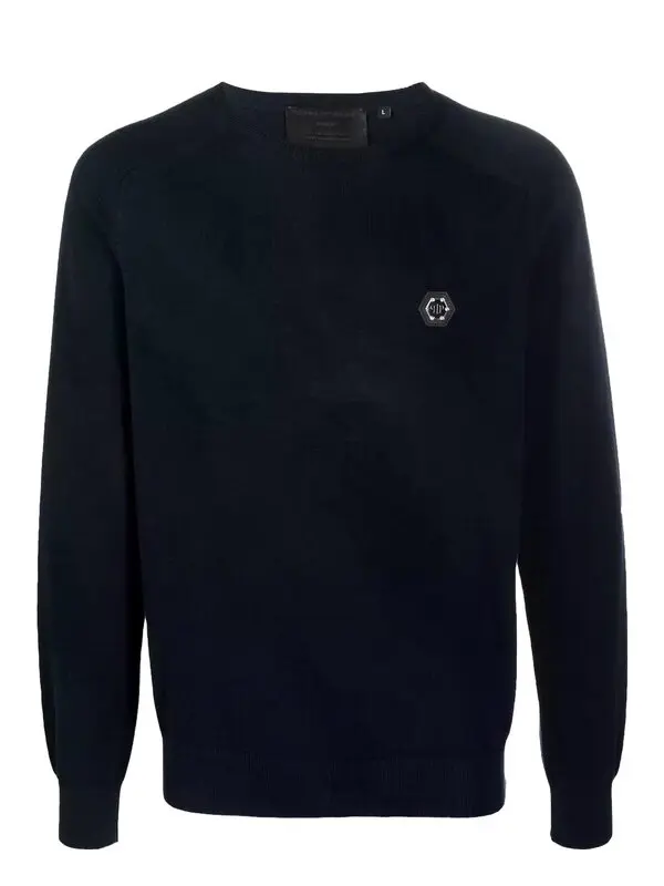 Philipp Plein Logo-patch Crew Neck Jumper - Blue