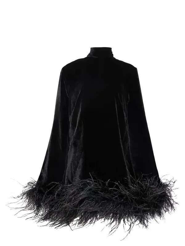 TALLER MARMO Gina Feather-trim Minidress - Black