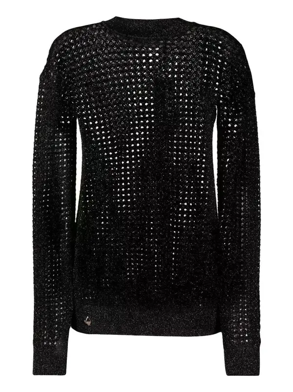 Philipp Plein Metallic-threaded Mesh Jumper - Black
