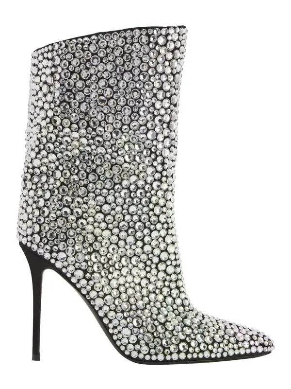 GIUSEPPE ZANOTTI Merissa Sparkle 105mm Stiletto Boots - Silver