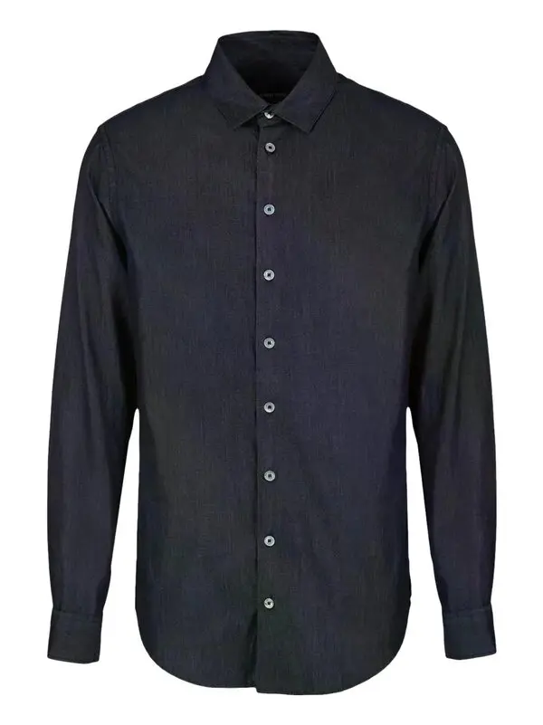 Giorgio Armani Slub-effect Cotton Shirt - Blue