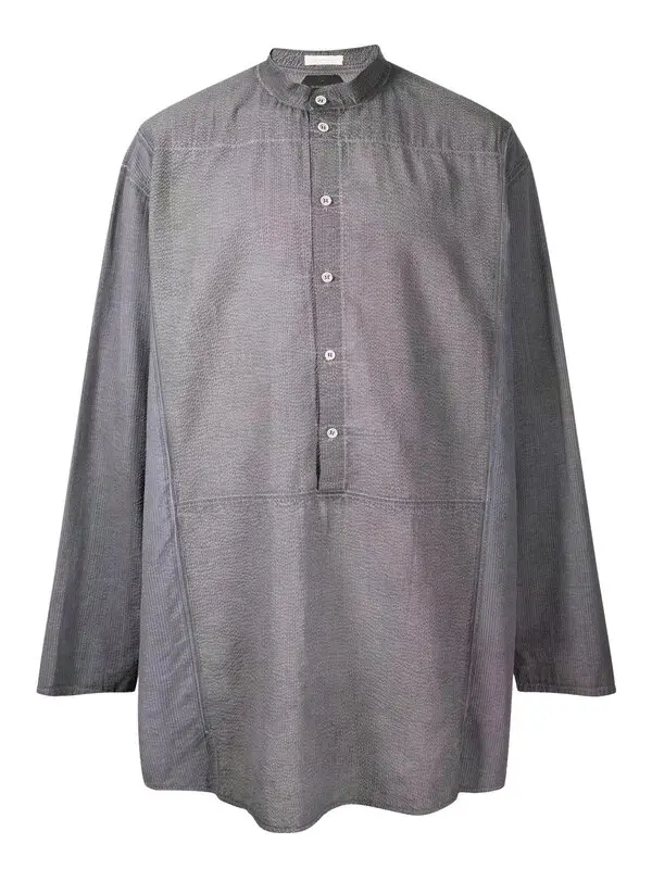 NICOLAS ANDREAS TARALIS Band-collar Cotton Shirt - Grey