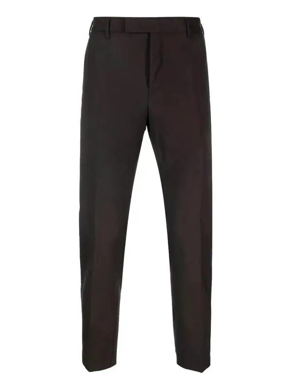 PT TORINO Mid-rise Wool Tailored Trousers - Brown