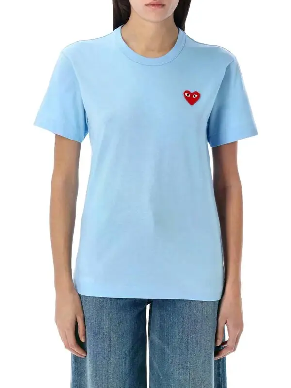 Play Comme Des Garcon Logo-appliqué Cotton T-shirt - Blue