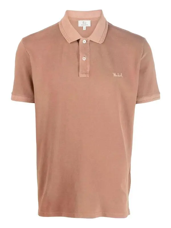 Woolrich Embrodiered-logo Short-sleeved Polo Shirt - Brown