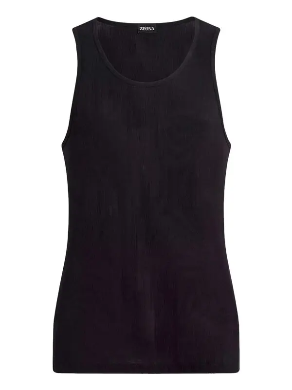 Zegna Scoop-neck Ribbed Tank Top - Black