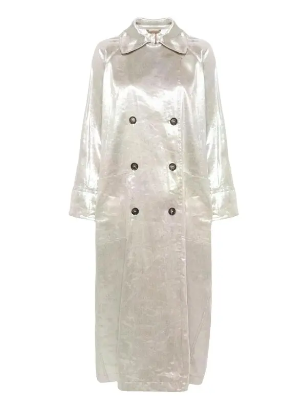 Brunello Cucinelli Metallic-finish Trench Coat - Grey