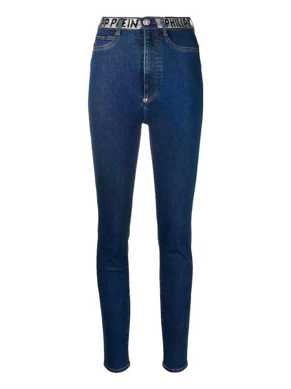 Philipp Plein Logo-embellished Skinny-leg Jeans - Blue
