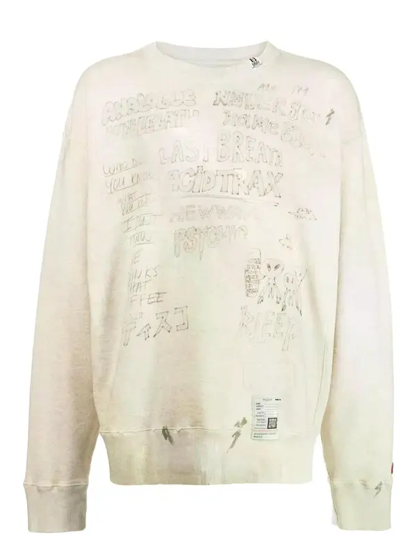 Mihara Yasuhiro Sketch-print Distressed Jumper - Neutrals