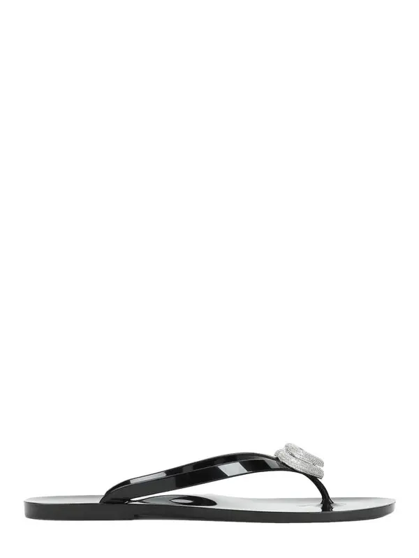 Mach & Mach Heart-charm Flip Flops - Black