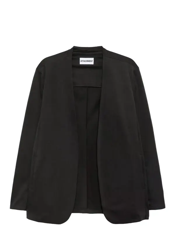 Attachment Cotton Double-face Collarless Jacket - Grey