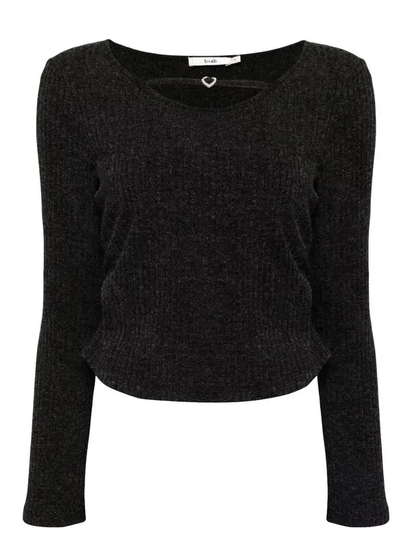 B+AB Cut-out Ribbed Top - Grey