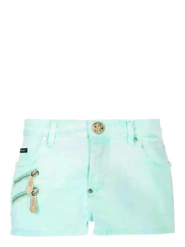 Philipp Plein Biker-style Denim Shorts - Green